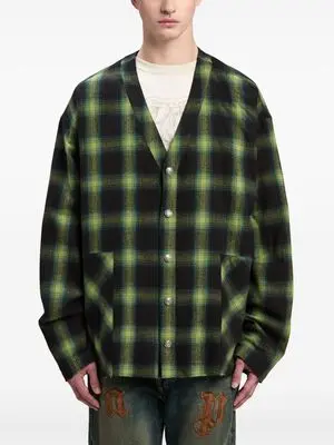 Palm Angels V-neck Check-pattern Cotton Shirt