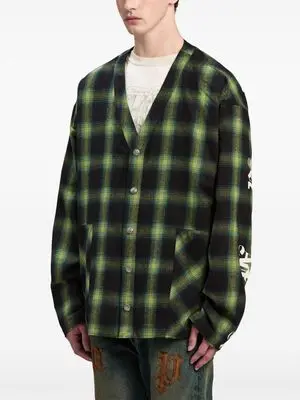 Palm Angels V-neck Check-pattern Cotton Shirt