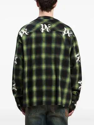 Palm Angels V-neck Check-pattern Cotton Shirt