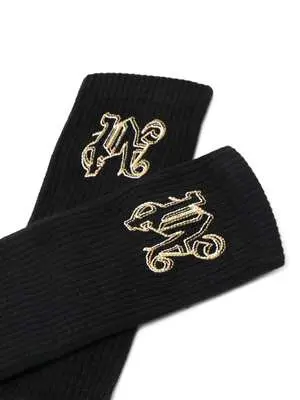 Palm Angels Logo-embroidered Ribbed Socks