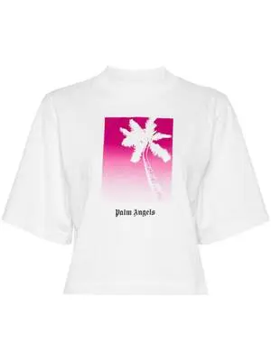Palm Angels Palm Tree-print Cropped T-shirt
