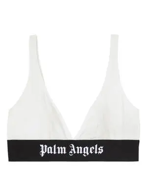 Palm Angels Logo-underband Triangle-cup Bra - White