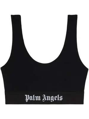 Palm Angels Logo-underband Scoop-neck Bra - Black