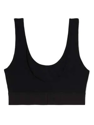 Palm Angels Logo-underband Scoop-neck Bra - Black