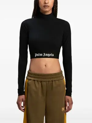 Palm Angels Logo-underband Mock-neck Crop Top