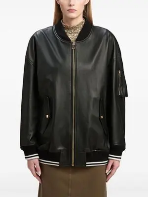 Palm Angels Logo-print Leather Bomber Jacket