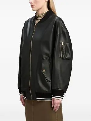 Palm Angels Logo-print Leather Bomber Jacket