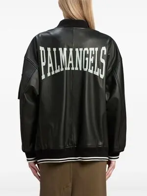 Palm Angels Logo-print Leather Bomber Jacket