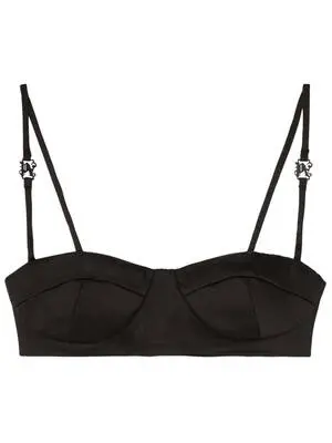 Palm Angels Monogram Balconette-style Bra - Black