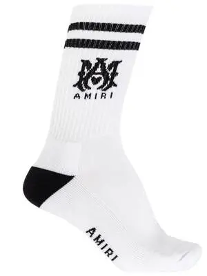 Amiri Logo-print Mid-calf Socks - White