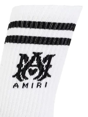 Amiri Logo-print Mid-calf Socks - White