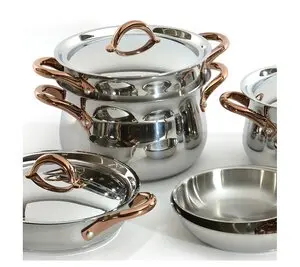 BERGHOFF Ouro Gold 17pc 18/10 Ss Cookware Set,s Lids