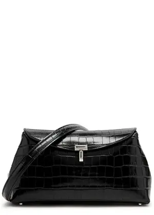 TOTEME T-lock Crocodile-effect Leather Clutch