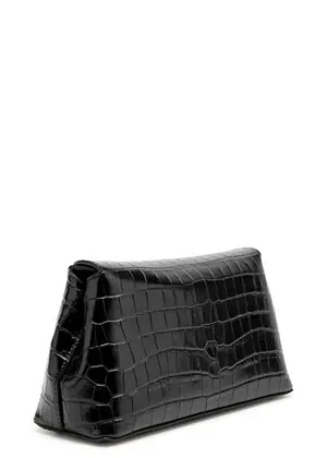 TOTEME T-lock Crocodile-effect Leather Clutch