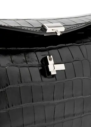 TOTEME T-lock Crocodile-effect Leather Clutch