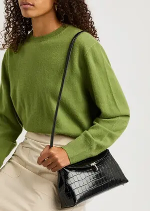 TOTEME T-lock Crocodile-effect Leather Clutch
