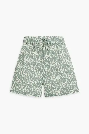 Onia Printed Linen-cotton Blend Shorts