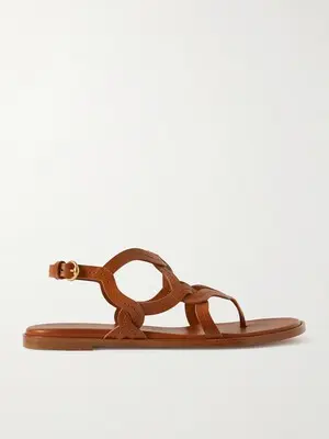 GIANVITO ROSSI Amalfi Woven Leather Sandals - Brown