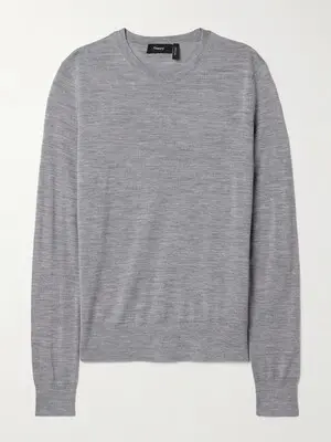 Theory Wool-blend Fine Knit Sweater - Gray