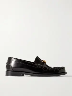 Versace Embellished Leather Loafers
