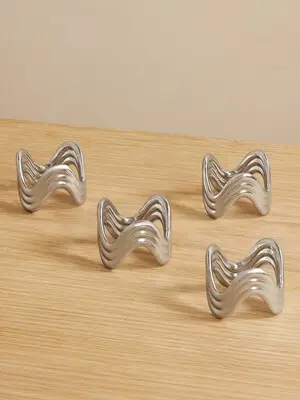 L'Objet Ripple Set Of Four Platinum-plated Napkin Rings - Silver