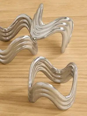 L'Objet Ripple Set Of Four Platinum-plated Napkin Rings - Silver