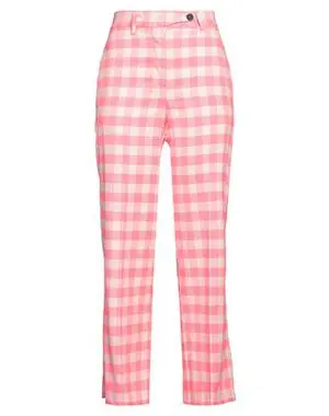 VICOLO VICOLO Lime Green Gingham Straight-Leg Pants Fuchsia