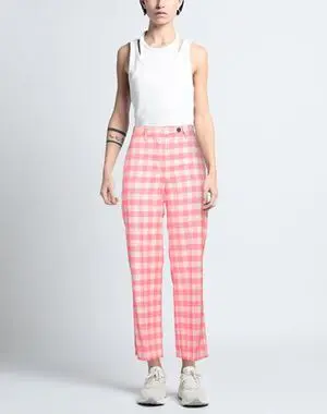 VICOLO Gingham Straight-leg Pants - Pink