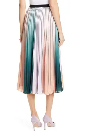 Ted Baker London Selmma Stripe Pleat Midi Skirt