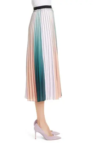 Ted Baker London Selmma Stripe Pleat Midi Skirt