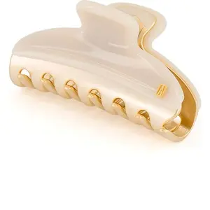 Alexandre De Paris Medium Two-Tone Claw Clip Beige