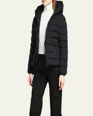 Moncler Herbe Stretch Nylon Hooded Puffer Jacket
