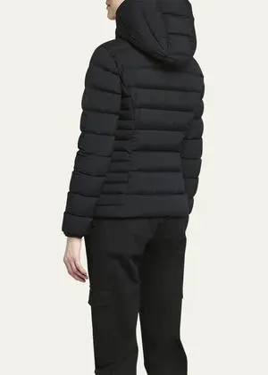Moncler Herbe Stretch Nylon Hooded Puffer Jacket