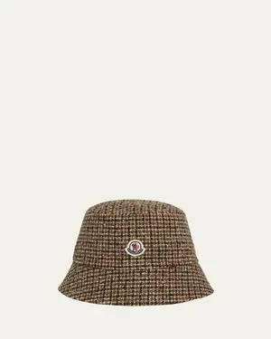 Moncler Moncler Plaid Bucket Hat With Logo Patch Miscellaneous