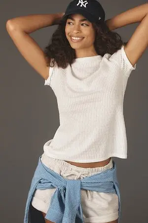 PILCRO Textured Rib Layering T-shirt
