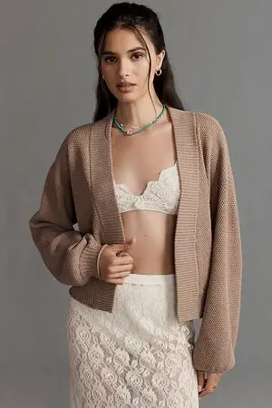 FLAT WHITE Flat White Livvy Waffle Knit Cardigan Beige