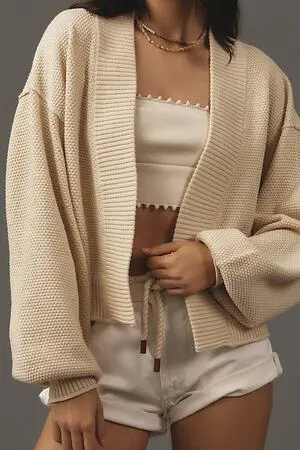 FLAT WHITE Flat White Livvy Waffle Knit Cardigan White