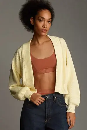 FLAT WHITE Flat White Livvy Waffle Knit Cardigan Yellow