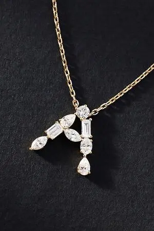 FINE DIAMONDS BY ANTHROPOLOGIE Yellow Gold Diamond Monogram Necklace A