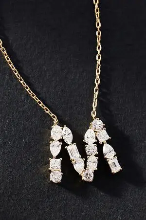 FINE DIAMONDS BY ANTHROPOLOGIE Yellow Gold Diamond Monogram Necklace M