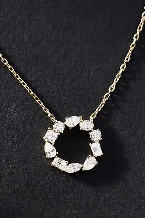 FINE DIAMONDS BY ANTHROPOLOGIE Yellow Gold Diamond Monogram Necklace O
