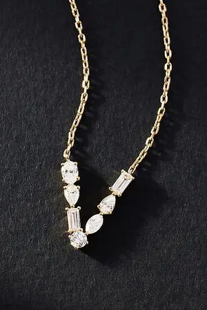 FINE DIAMONDS BY ANTHROPOLOGIE Yellow Diamond Monogram Necklace - V