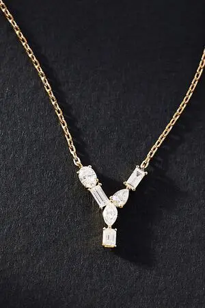 FINE DIAMONDS BY ANTHROPOLOGIE Yellow Gold Diamond Monogram Necklace Y