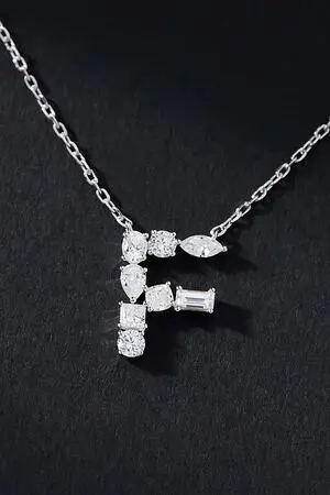 FINE DIAMONDS BY ANTHROPOLOGIE White Gold Diamond Monogram Necklace - F
