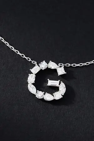 FINE DIAMONDS BY ANTHROPOLOGIE White Gold Diamond Monogram Necklace - G