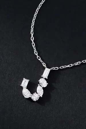FINE DIAMONDS BY ANTHROPOLOGIE White Gold Diamond Monogram Necklace - J