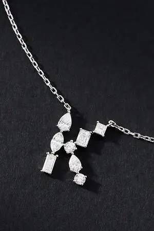 FINE DIAMONDS BY ANTHROPOLOGIE White Gold Diamond Monogram Necklace - K
