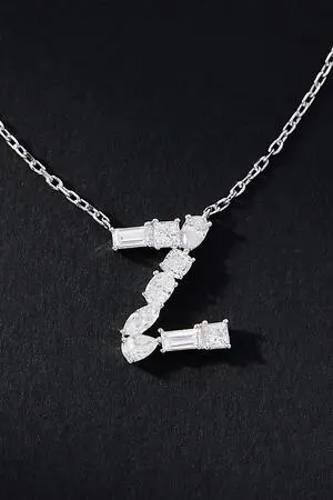FINE DIAMONDS BY ANTHROPOLOGIE White Gold Diamond Monogram Necklace Multicolor