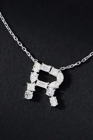 FINE DIAMONDS BY ANTHROPOLOGIE White Gold Diamond Monogram Necklace R