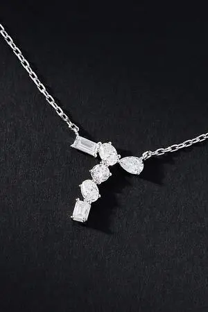 FINE DIAMONDS BY ANTHROPOLOGIE White Gold Diamond Monogram Necklace T